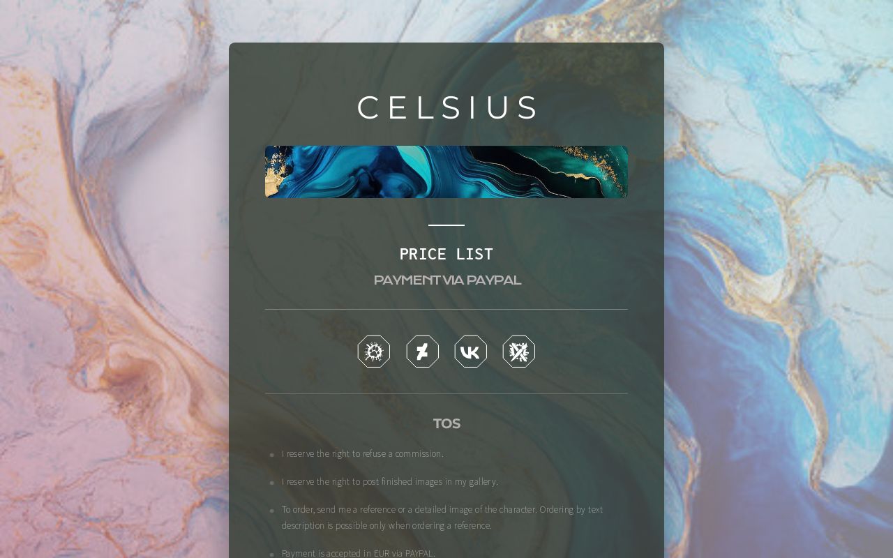 Celsius Price List